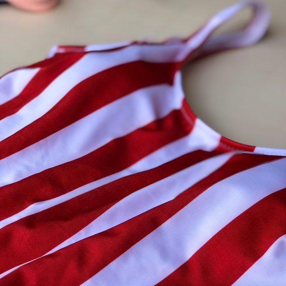 Swim | One Piece Red And White Striped Bathing Suit | Poshmark